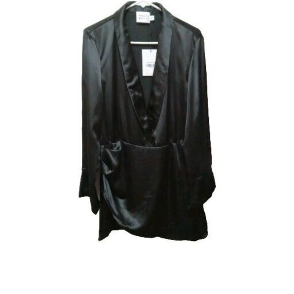 Hello Molly | Dresses | Hello Molly Black Satin Smoking Jacket Dress ...
